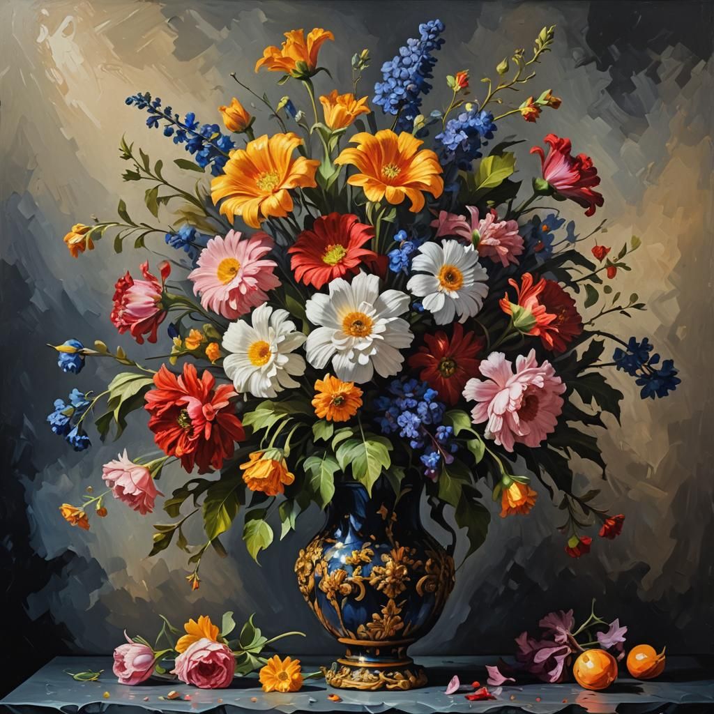 Baroque-Style Flower Arrangement - AI Generated Artwork - NightCafe Creator