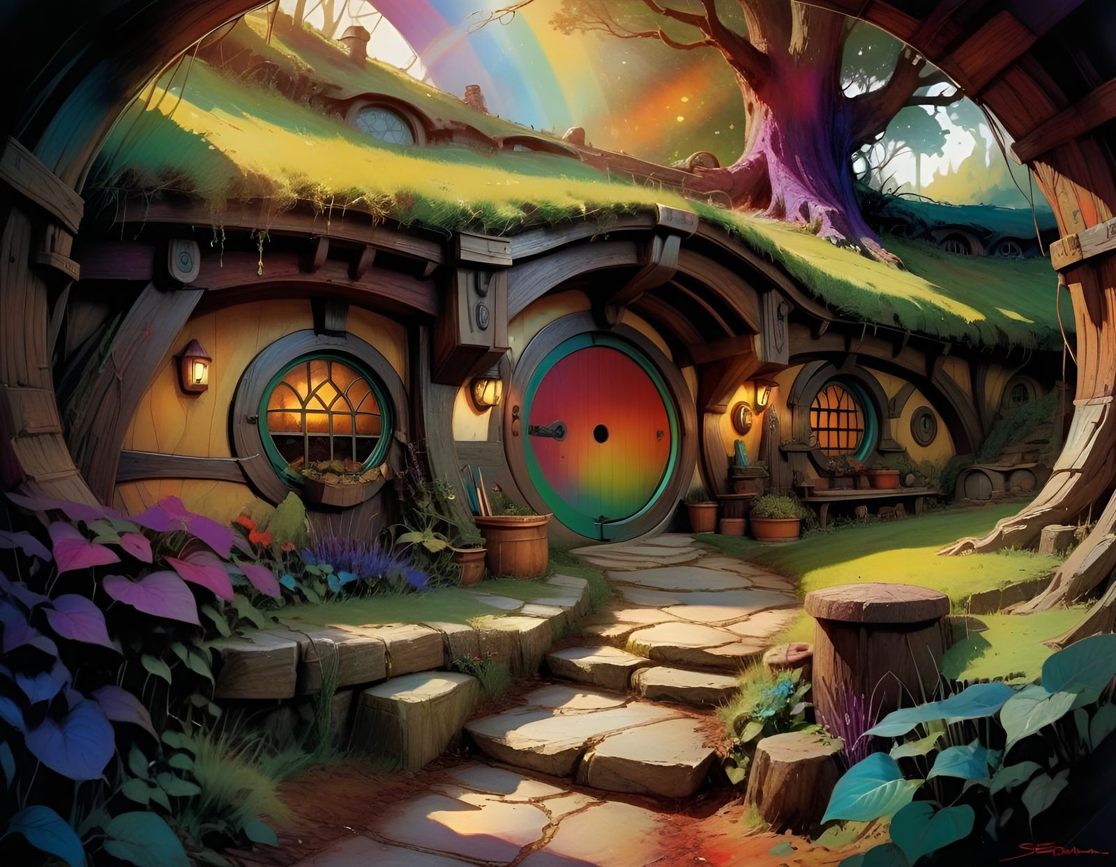 Serene Hobbit Hole - AI Generated Artwork - NightCafe Creator