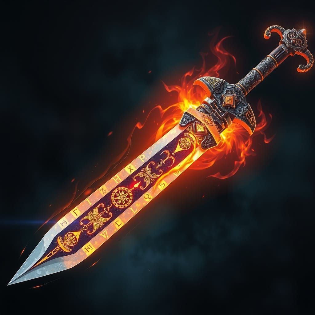 Elemental sword forged from a meteorite and the breath of a dragon, on ...