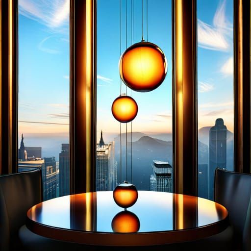 Minimalist Chic Amber Glass Sphere Lighting - AI Generated Artwork - NightCafe Creator