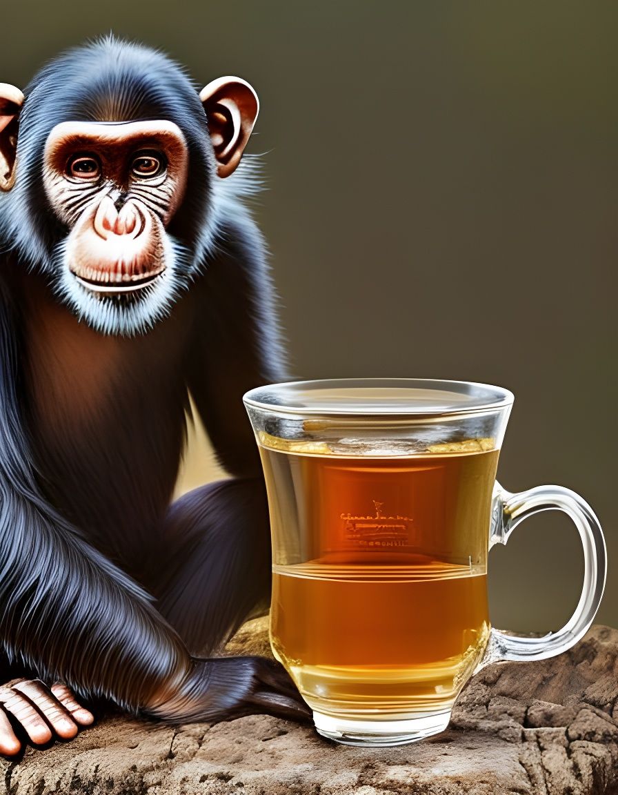chimp drinking tea - AI Generated Artwork - NightCafe Creator