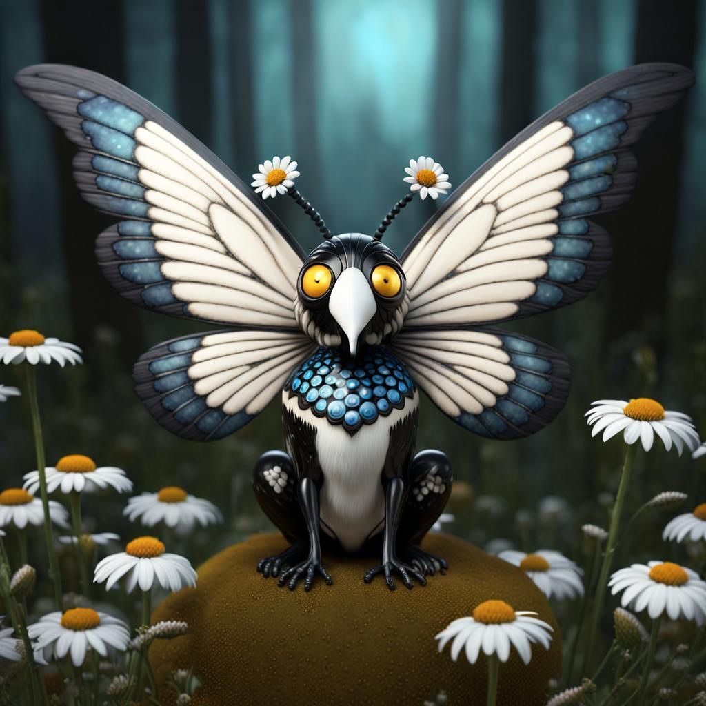 Daisy Magpie Moth ~ - AI Generated Artwork - NightCafe Creator