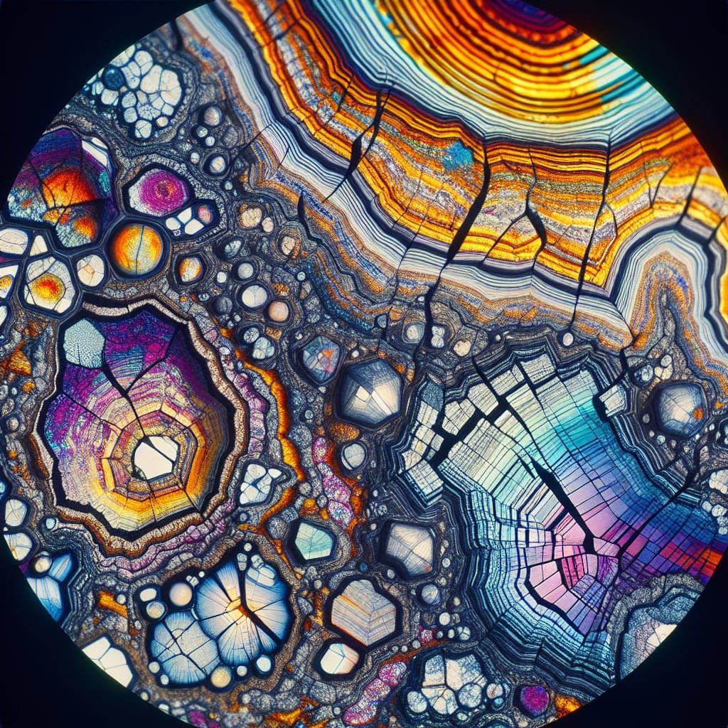 Volcanic rock as seen through a microscope