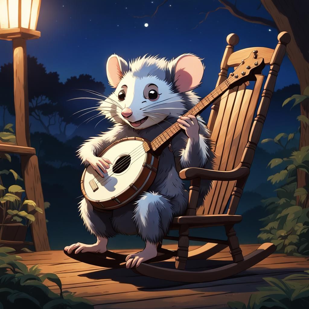 Opossum Playing the Banjo - AI Generated Artwork - NightCafe Creator