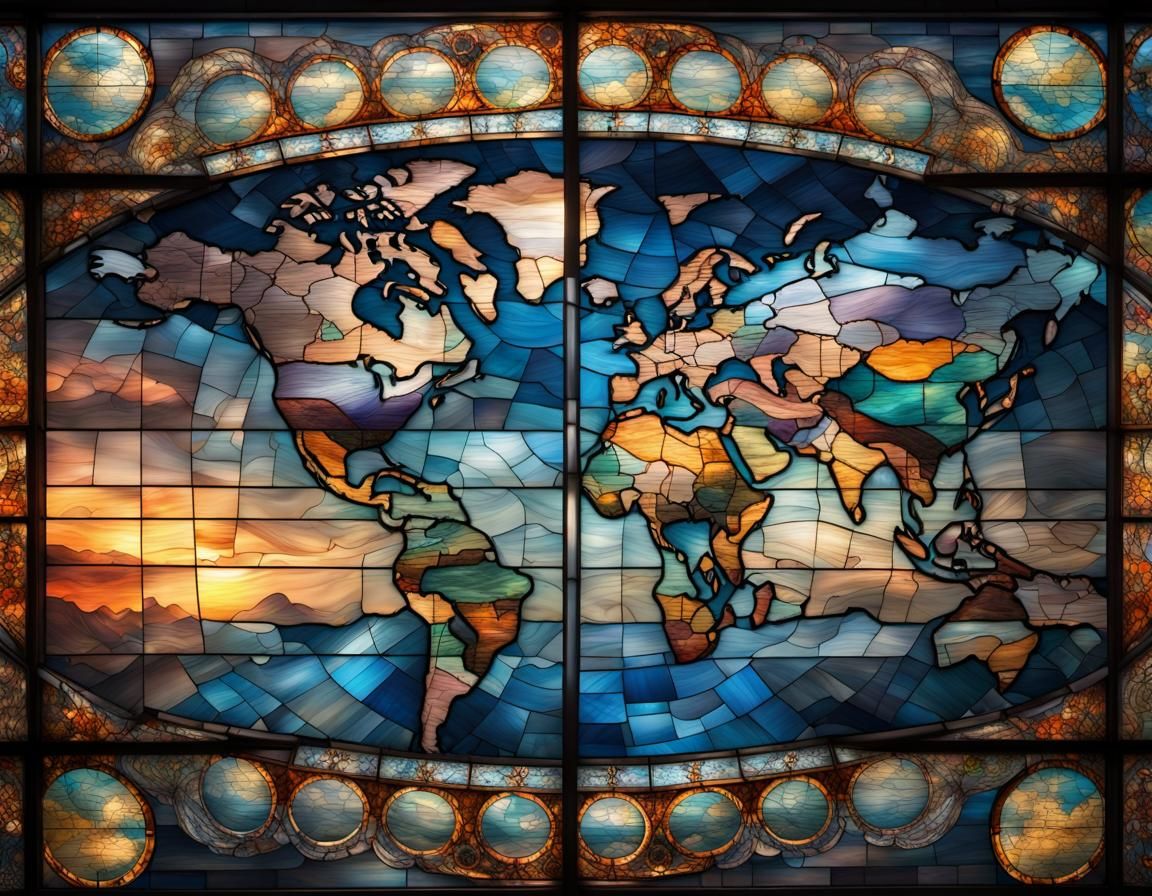 Stained Glass World Map - AI Generated Artwork - NightCafe Creator