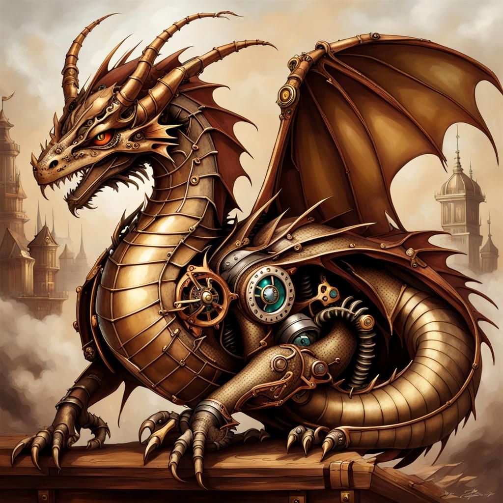 Steampunk Dragon - AI Generated Artwork - NightCafe Creator