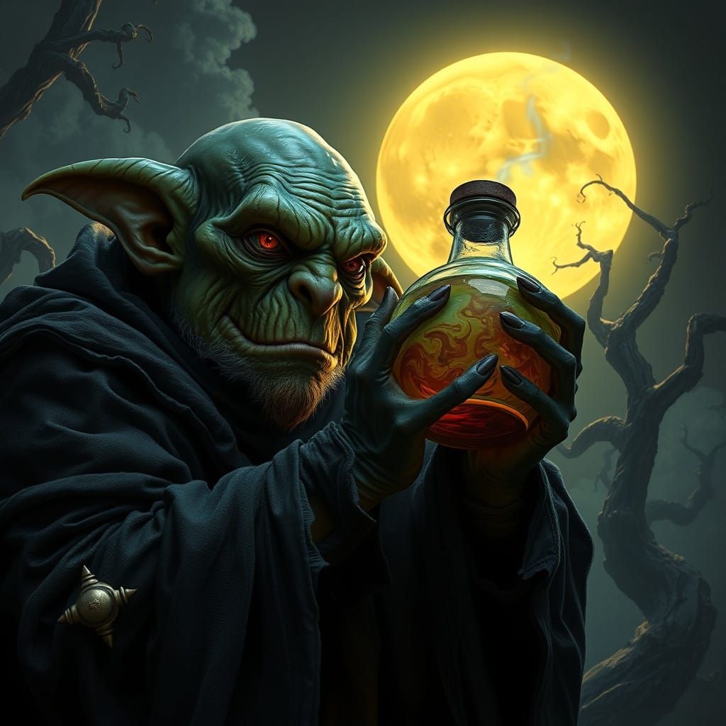 A Night Goblin's Frenzied Ritual Under the Yellow ... - AI Art