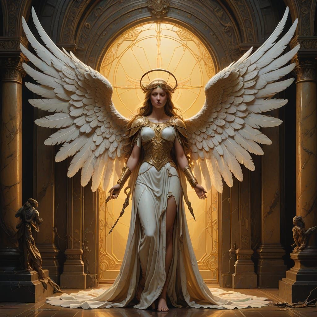 Ethereal Angelic Shield with Hyperrealistic Angel ... - AI Art