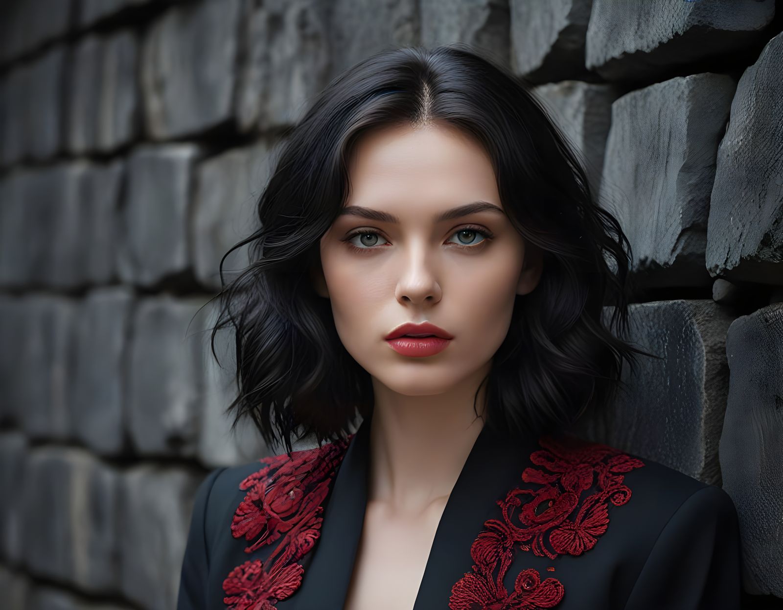 modern russian pale skin woman with grey eyes, in the style of realism ...