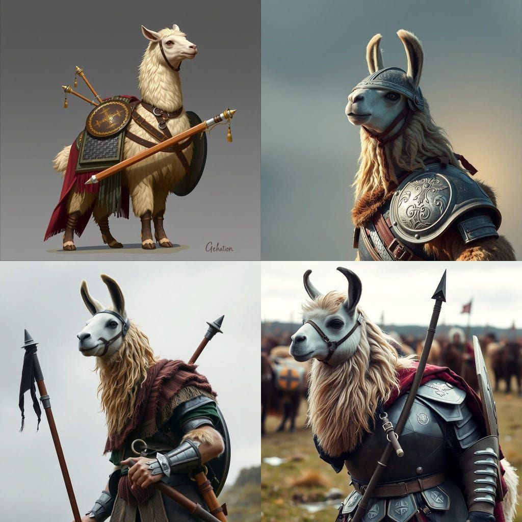 Viking Llama Warrior in Ancient Armor - AI Art