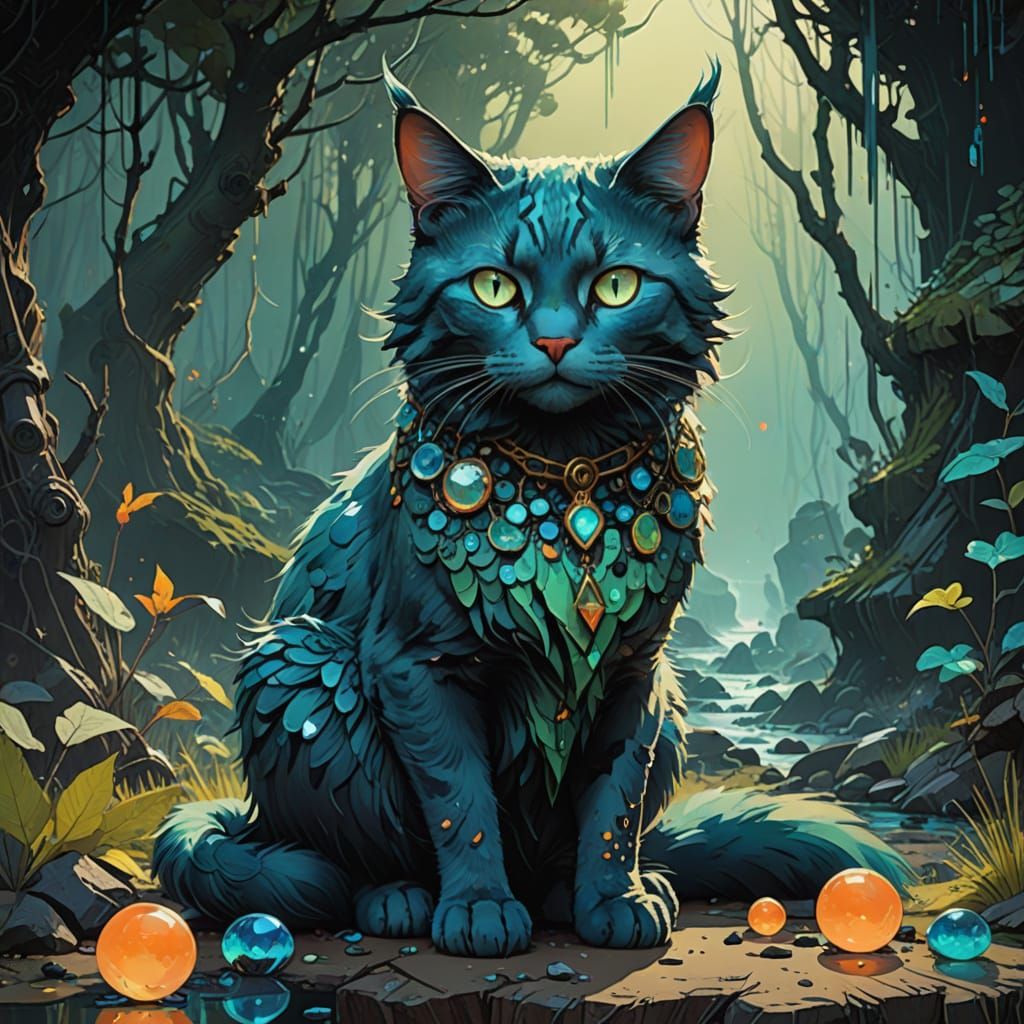 Noble Cat 1 - Ethereal Feline Dreamscapes in Whimsical Water...