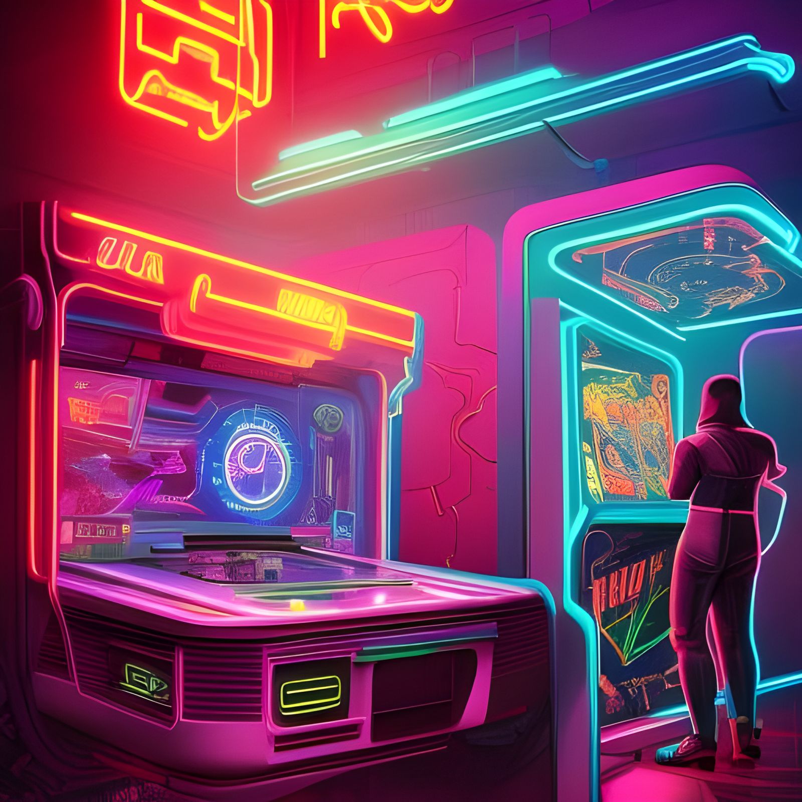 Playing Under the Neon Lights - AI Generated Artwork - NightCafe Creator