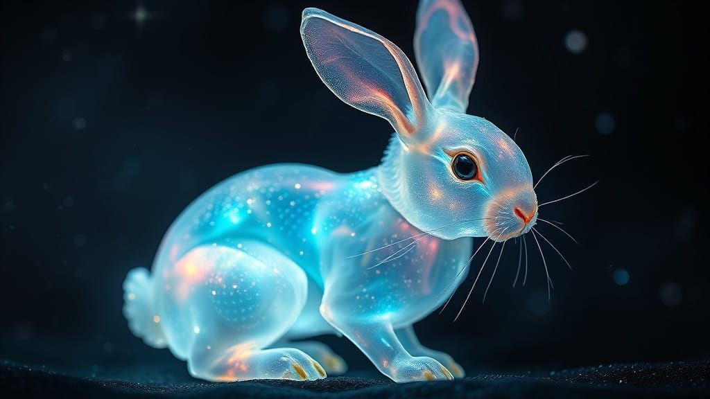 Stunning Bioluminescent Rabbit in a Celestial Nigh... - AI Art