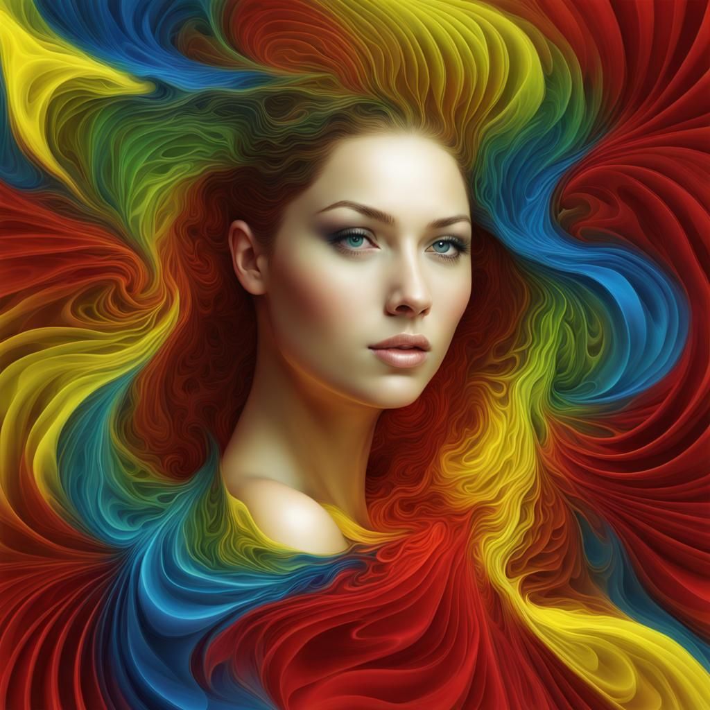 Beautiful woman, foto, abstract vector fractal 0.36, vector fractal 1.5 ...