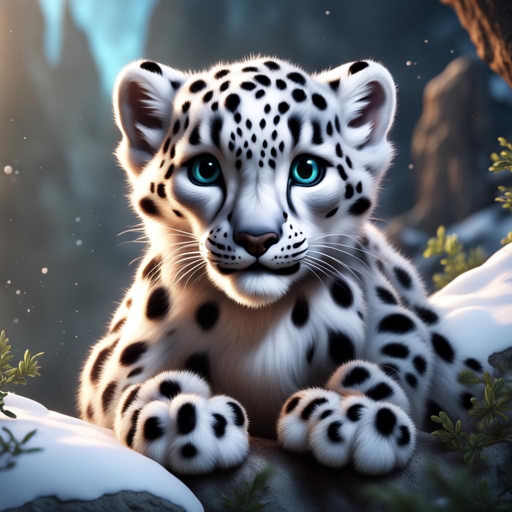 cute baby snow leopard - AI Generated Artwork - NightCafe Creator