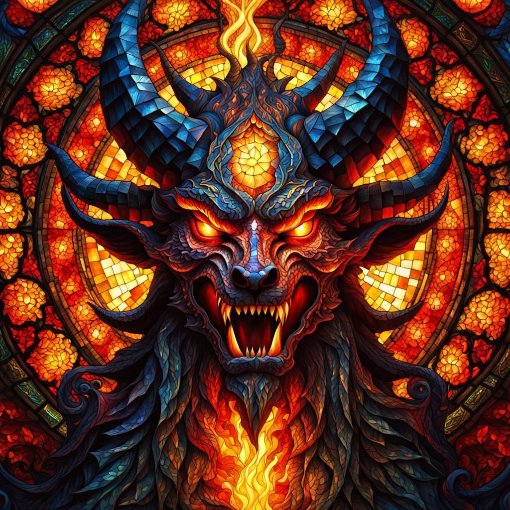 Stained Glass Demon - AI Generated Artwork - NightCafe Creator