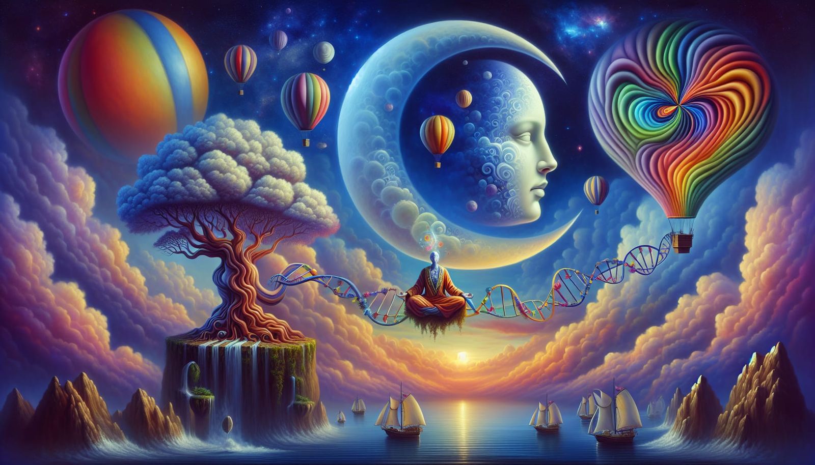 Surreal Landscape of Wisdom and Tranquility in Oil... - AI Art