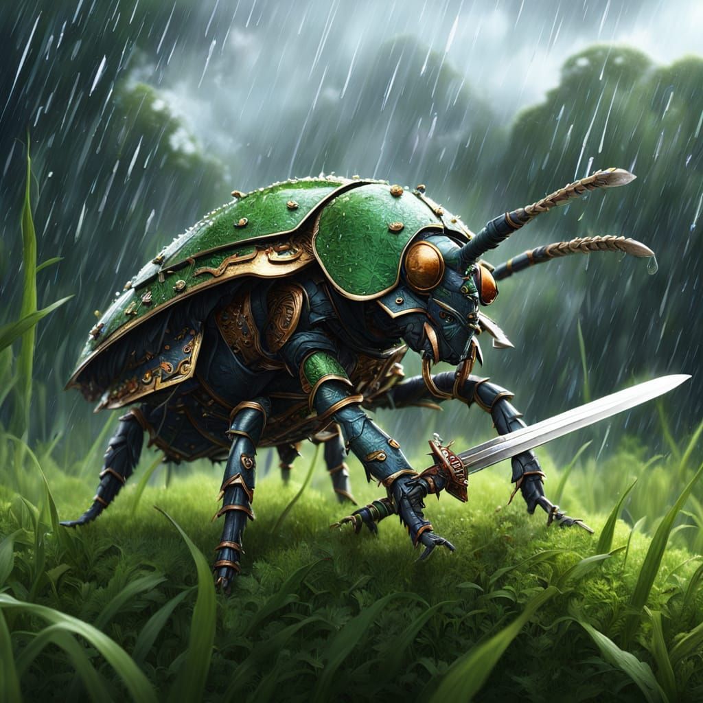 Intricately Armored Samurai Beetle Prepares for Ba... - AI Art