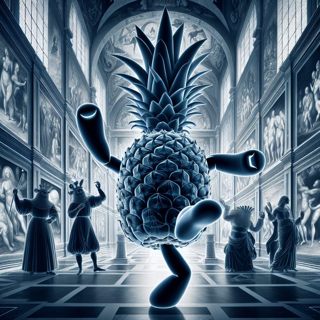 X-ray of an anthropomorphic Pineapple God Dancing with a Creature from ...