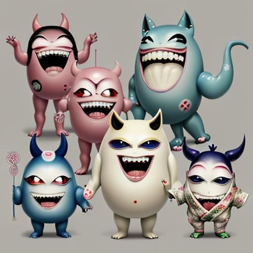 Zany Japanese art Silly little monsters By Maya - AI Generated Artwork ...