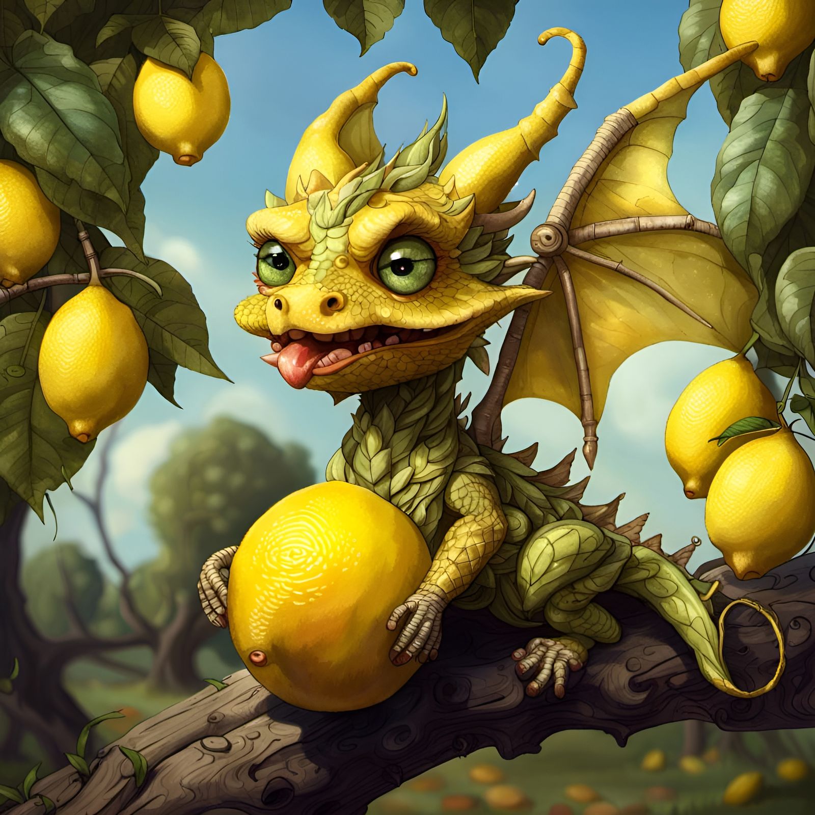 Lemon dragon - AI Generated Artwork - NightCafe Creator