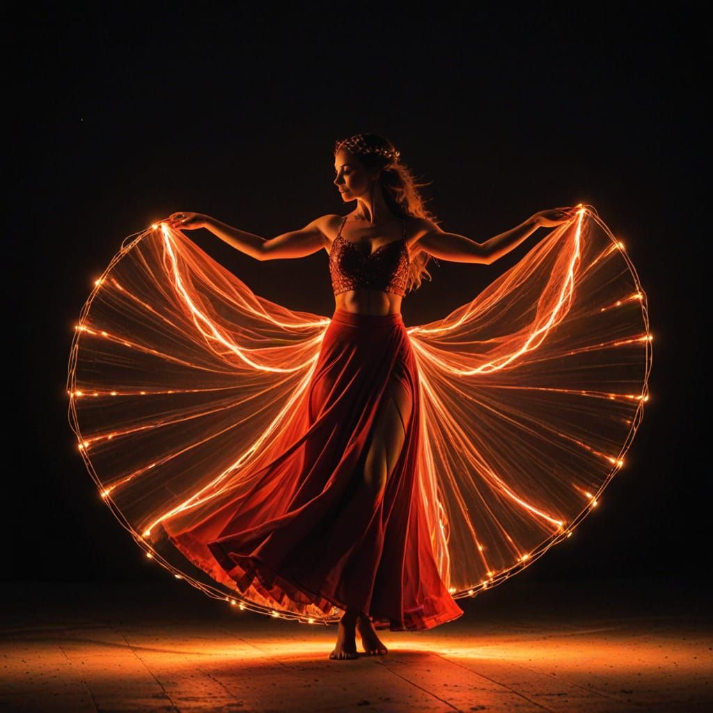 Mystical Belly Dancer Elf in Vibrant Red Hair and ... - AI Art