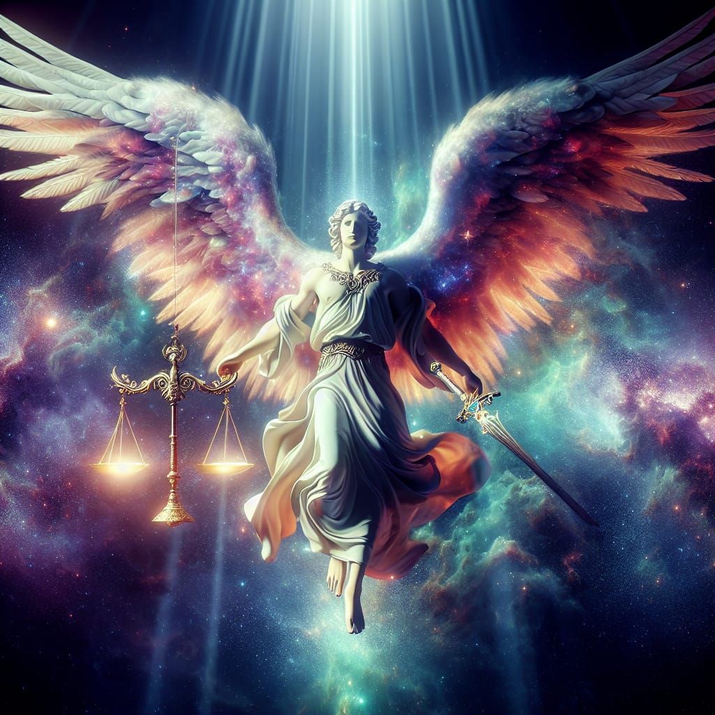 Archangel Raguel Soars with Wings of Justice - AI Art