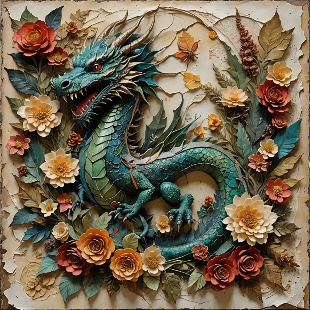 dragon collage - AI Generated Artwork - NightCafe Creator