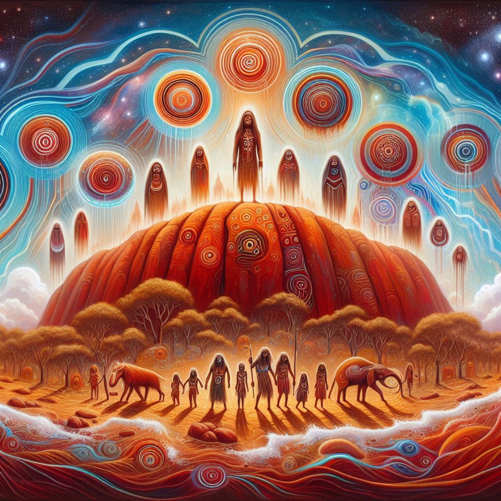 Tribal dreamtime art of Uluru and the 10 Ancestral Spirits. - AI ...