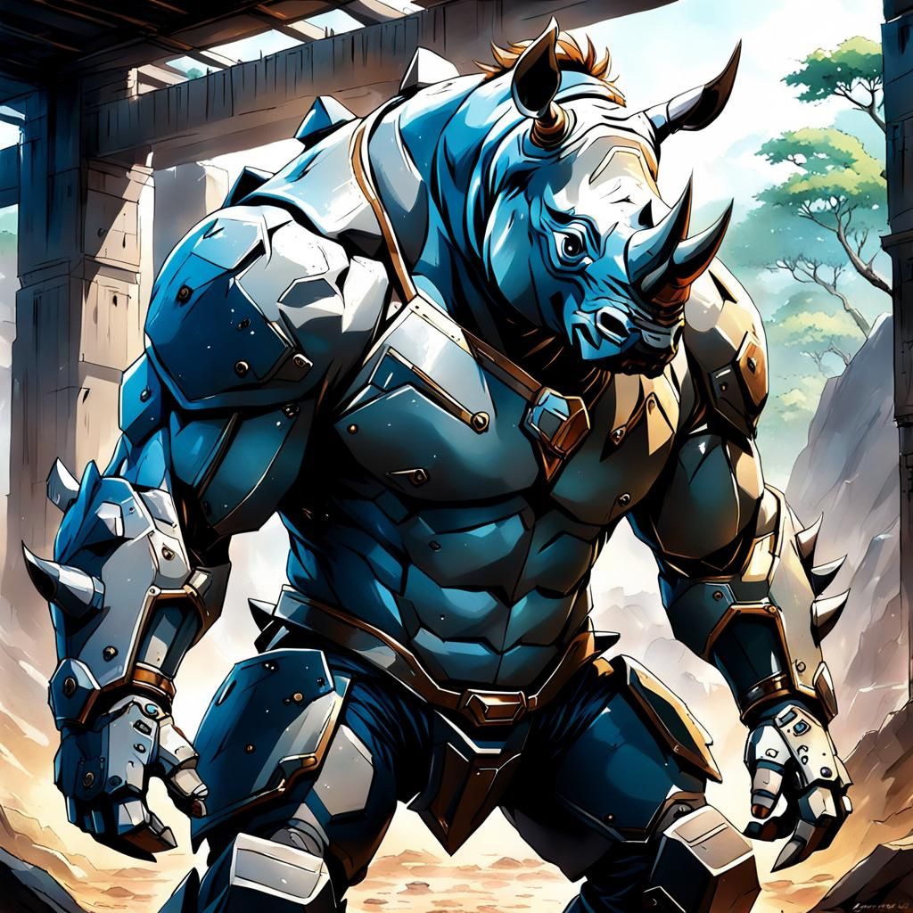 Humanoid rhino - AI Generated Artwork - NightCafe Creator