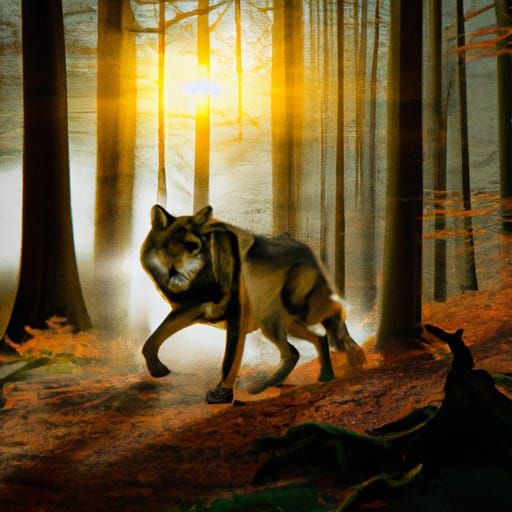the epic moment, when the six legged wolf appears in the forest in the ...