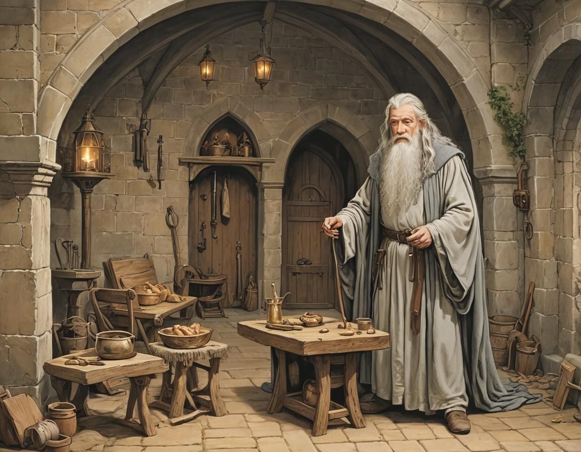 Merlin's Magical Medieval Lair - AI Generated Artwork - NightCafe Creator