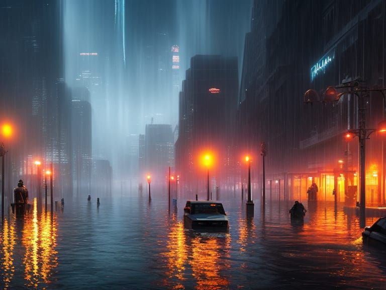 flood at night - AI Generated Artwork - NightCafe Creator