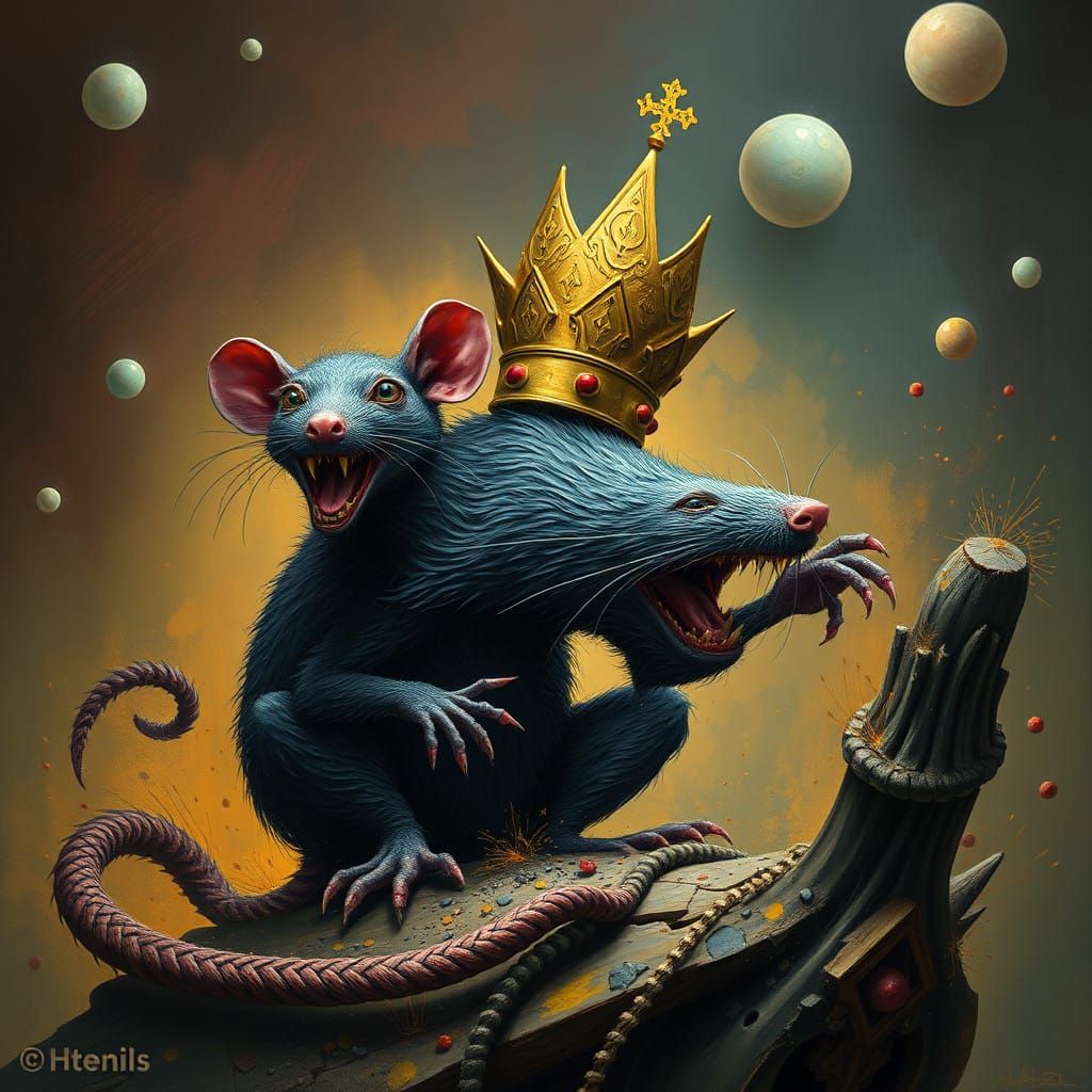 Surreal Fantasy Rat King in Deep Colorful World - AI Art