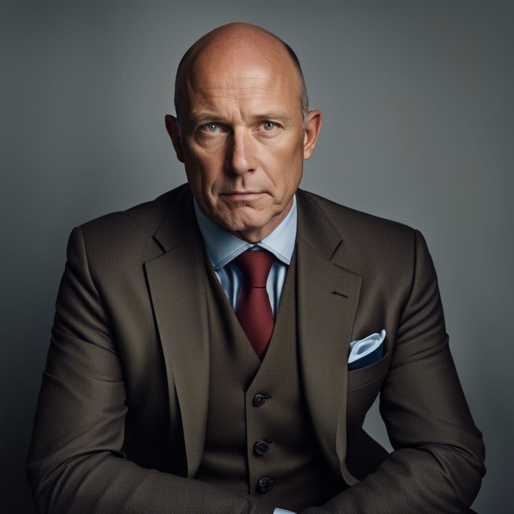 40 year-old British Man in Suit Close-up portrait, color portrait ...