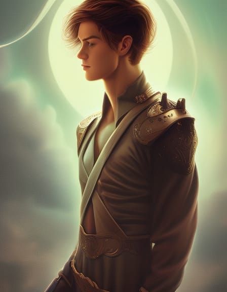 young handsome man, fantasy, magic, another world, poster art movie ...