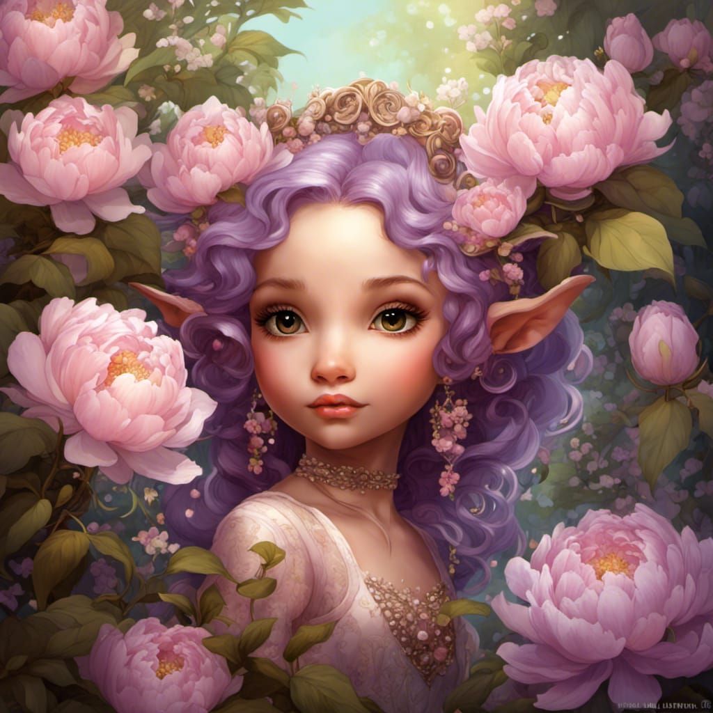 Fae Creature in Pink Peonies - AI Generated Artwork - NightCafe Creator