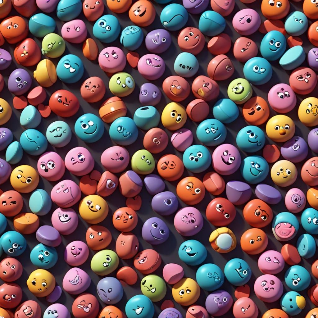 Funny conversation hearts as live characters, 3d, really cute, smiley