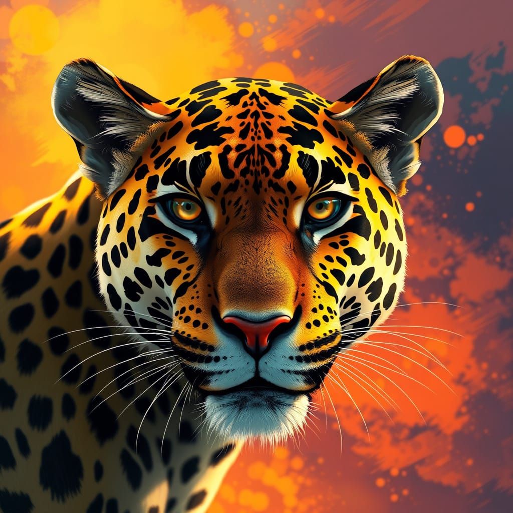 a cute anime render jaguer - Vibrant Jaguar Anime Portrait w...