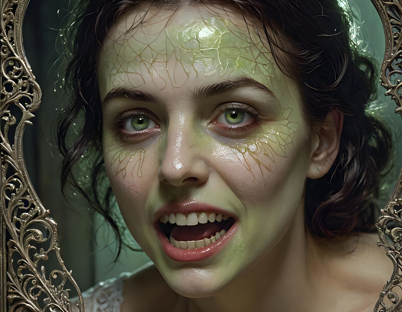 A portrait of Berenice snarling and showing her teeth) by Edgar Allan Poe