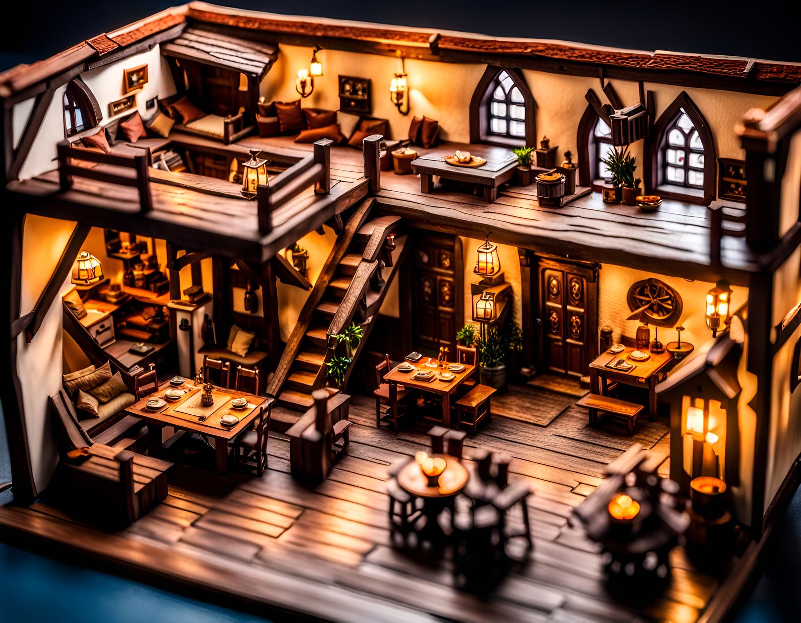 A medieval fantasy inn diorama - AI Generated Artwork - NightCafe Creator