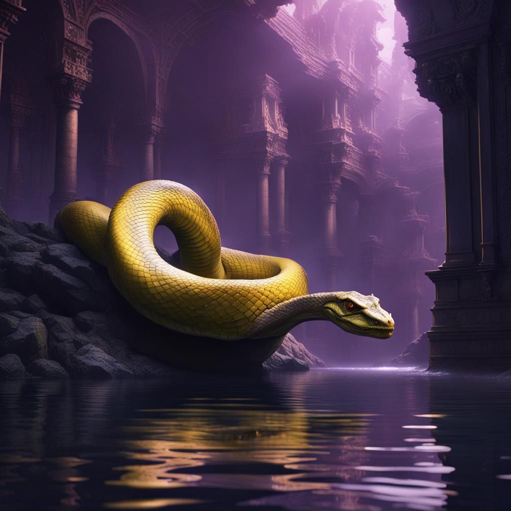 A giant snake emerging from the water - AI Generated Artwork - NightCafe Creator