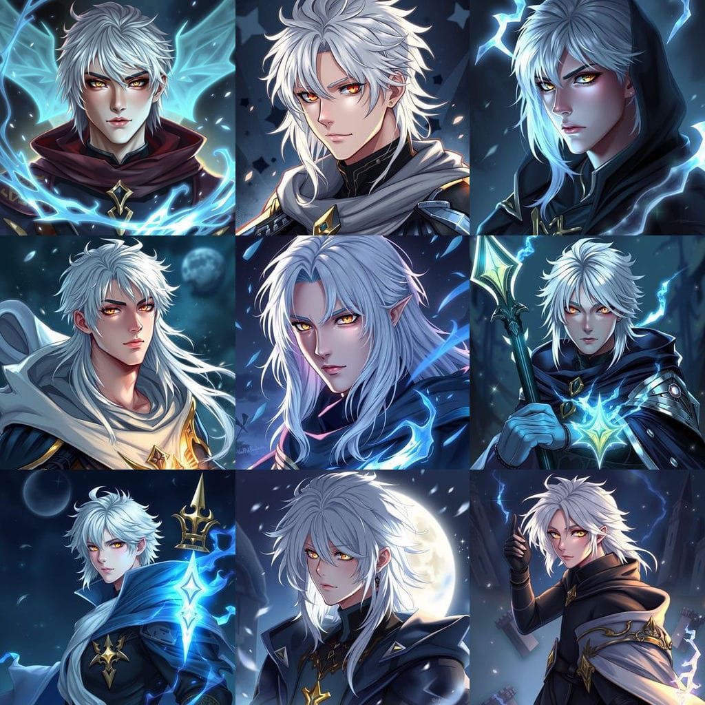 Vali Ravenclaw as a male Fate Stay Night Character white hair Gold Eyes