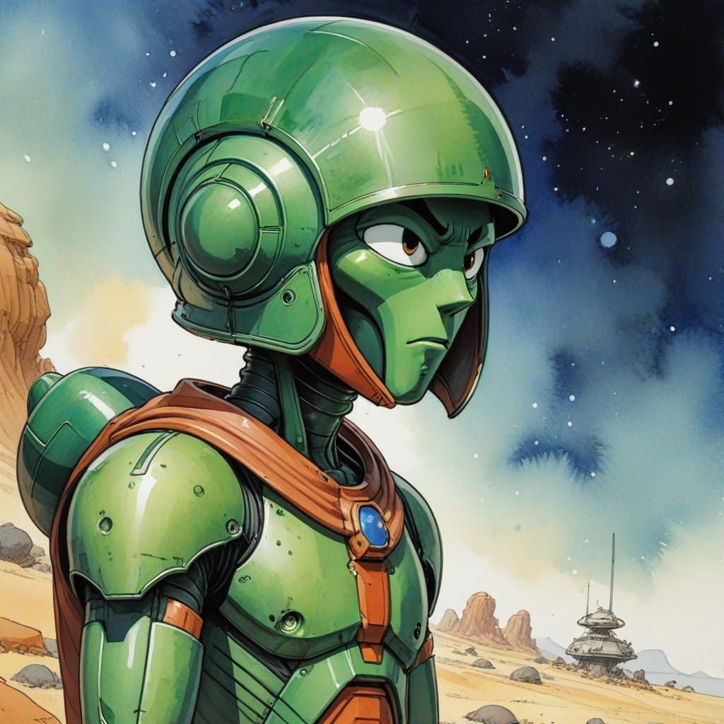 Surreal Martian Landscape in Whimsical Watercolor ... - AI Art