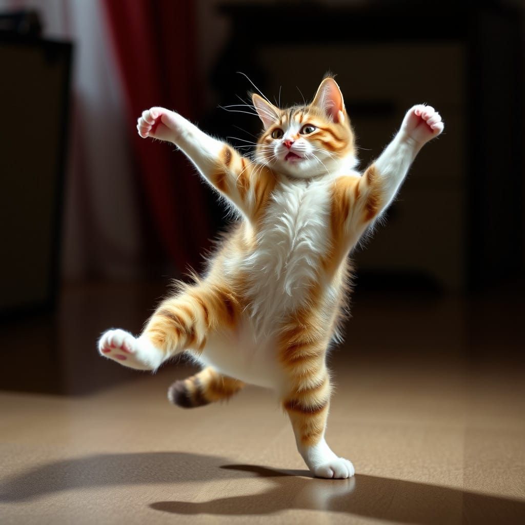 Playful Kitty Cat Dance Routine - AI Art