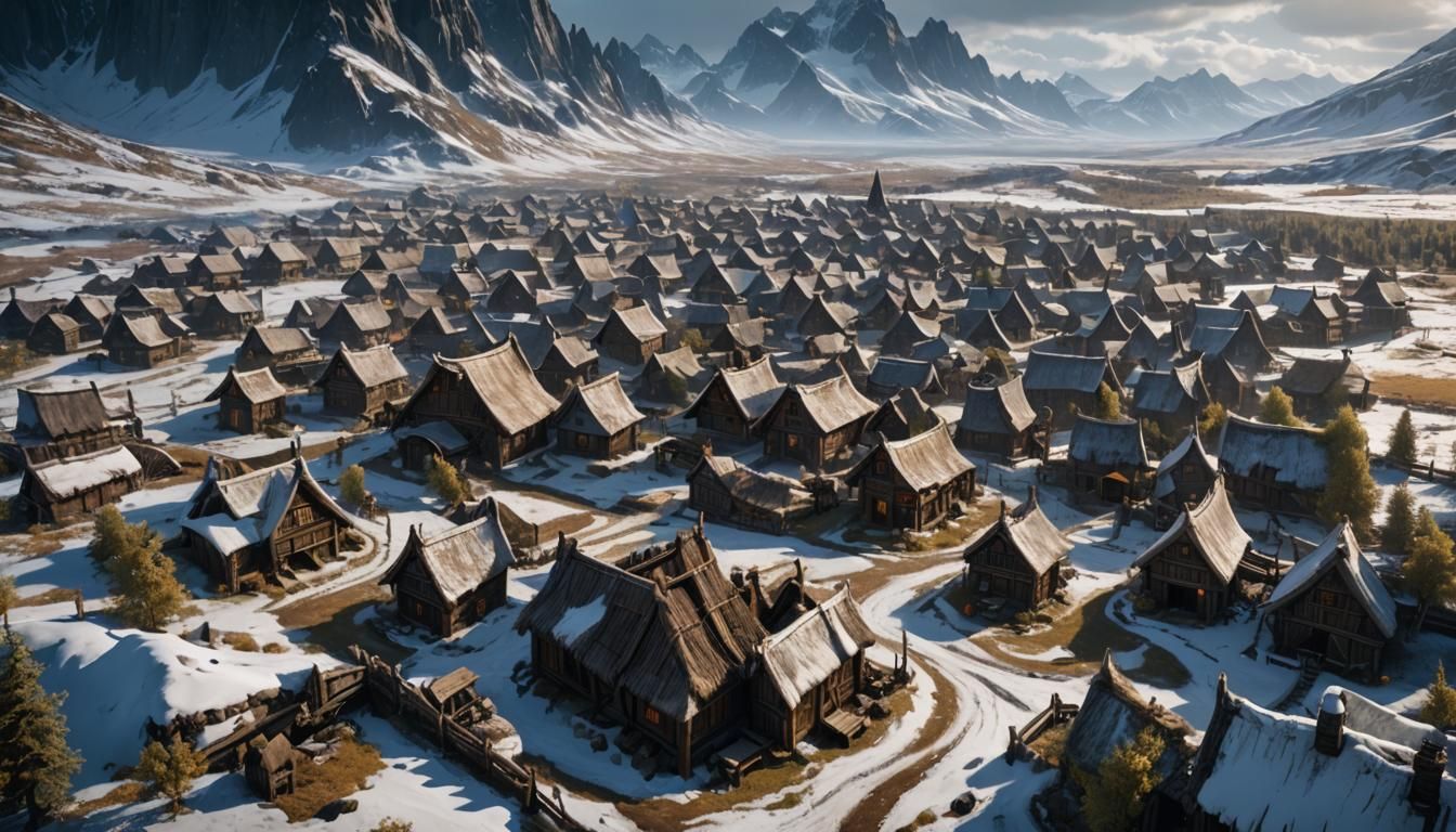 medieval farming village in a tundra - AI Generated Artwork - NightCafe ...