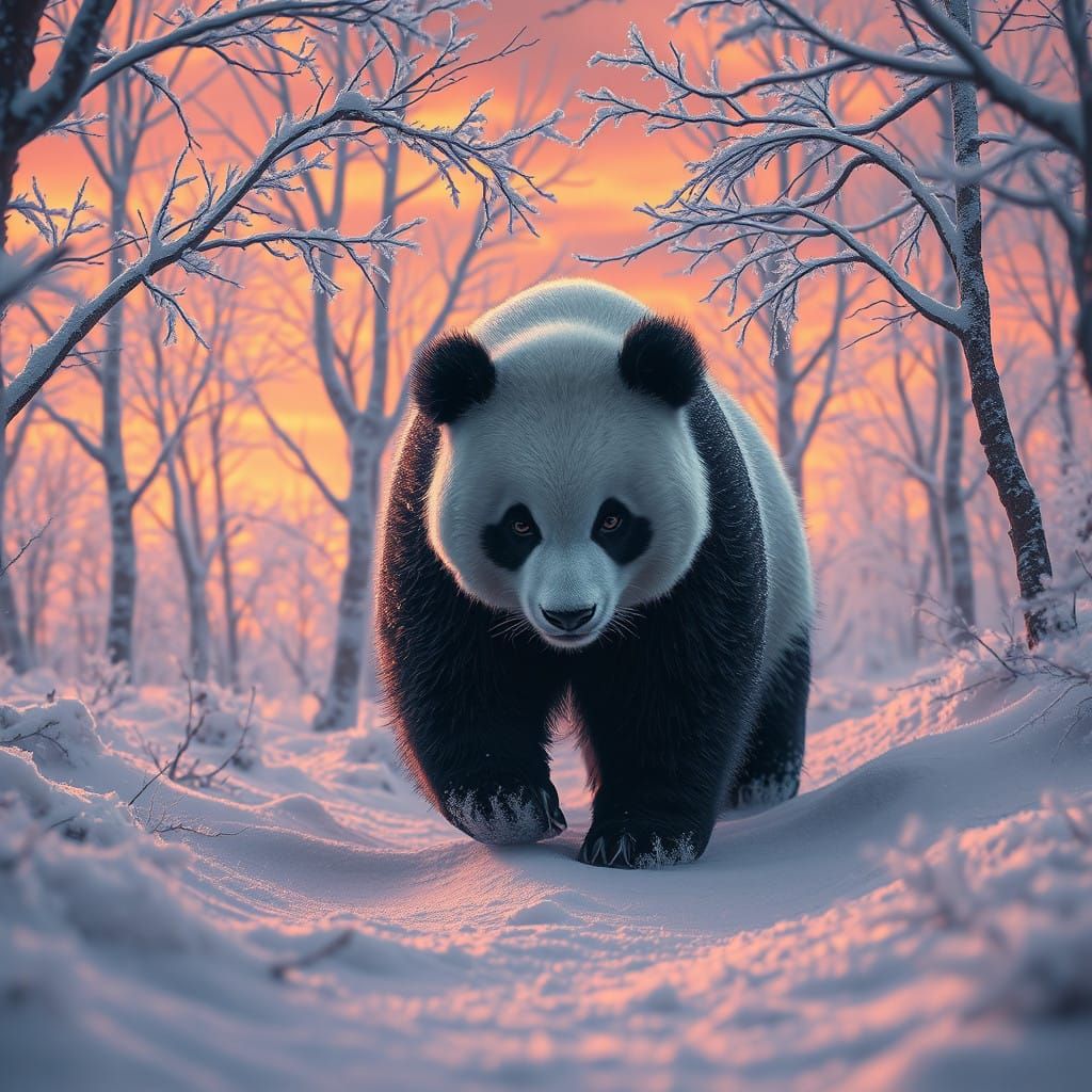 Panda Bear in Snow - Panda Bear in Snow