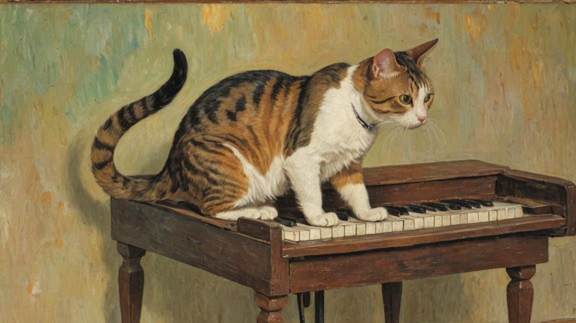 cat walking on piano keyboard 2 - AI Generated Artwork - NightCafe Creator