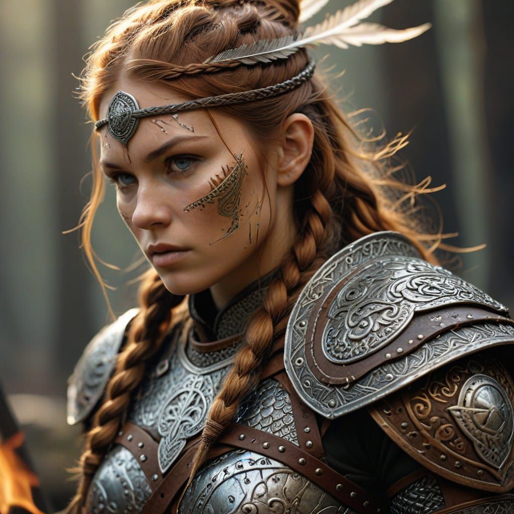 face PORTRAIT of a viking shieldmaiden