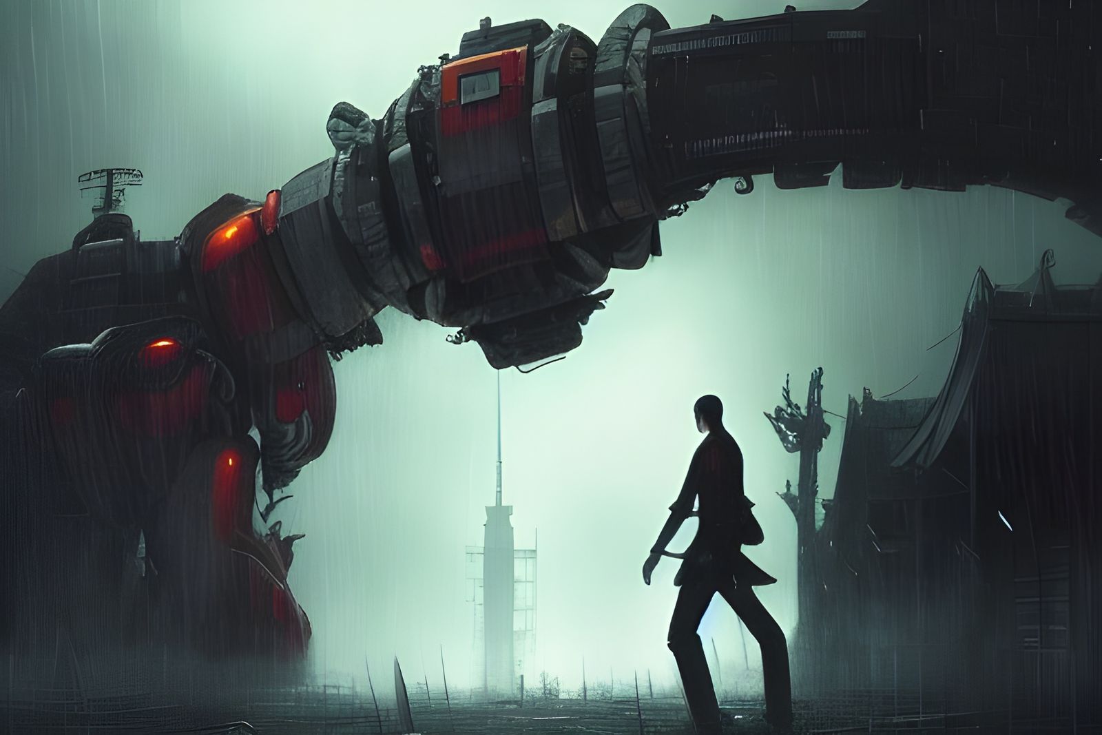 Post-Apocalyptic Japan Ruined by a giant alien Mech. - AI Generated ...